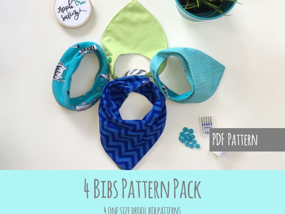 Bib 4 pack- bandana bib, scarf bib, double bandana bib & side snap bib ...