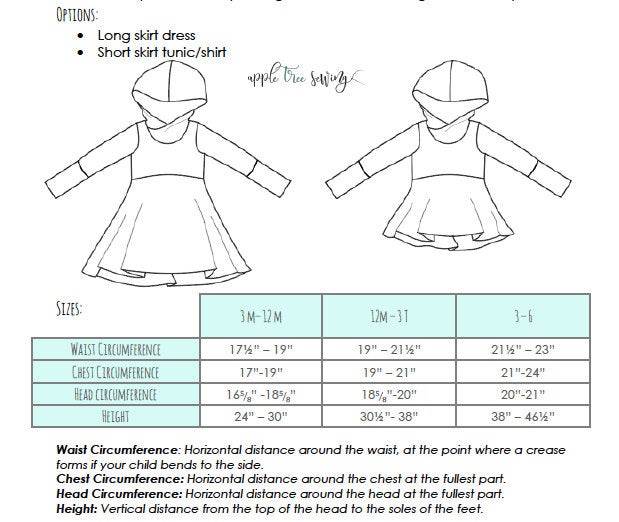 Little Kids Hooded Grow With Me Dress - PDF Sewing Pattern – Apple Tree ...