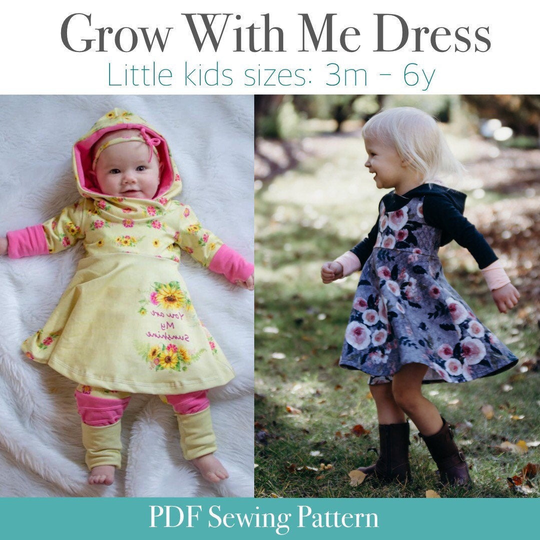 Little Kids Hooded Grow With Me Dress - PDF Sewing Pattern – Apple Tree ...